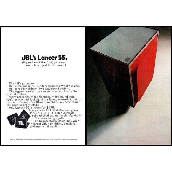 JBL | Art | 973 Jbl Stereo Speakers Lancer 55 2 Page Vintage Print Ad ...